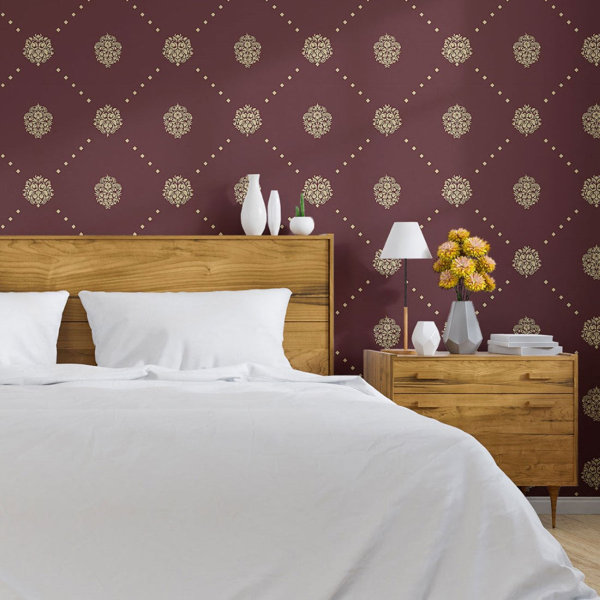 House of Hampton® Delfa Peel & Stick Damask Roll | Wayfair